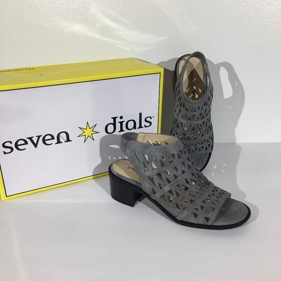Sun Dial | Shoes | Seven Dials Gray Cut Out Ankle Block Heel Booties ...